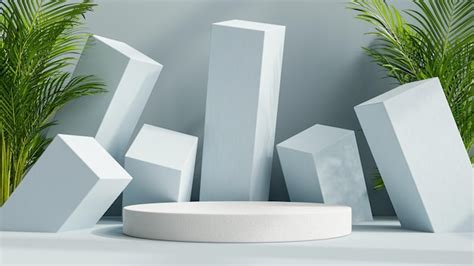 큐브 파란색 Background3d 렌더링이 있는 제품 프레젠테이션 연단을 위한 모형 연단 무료 사진