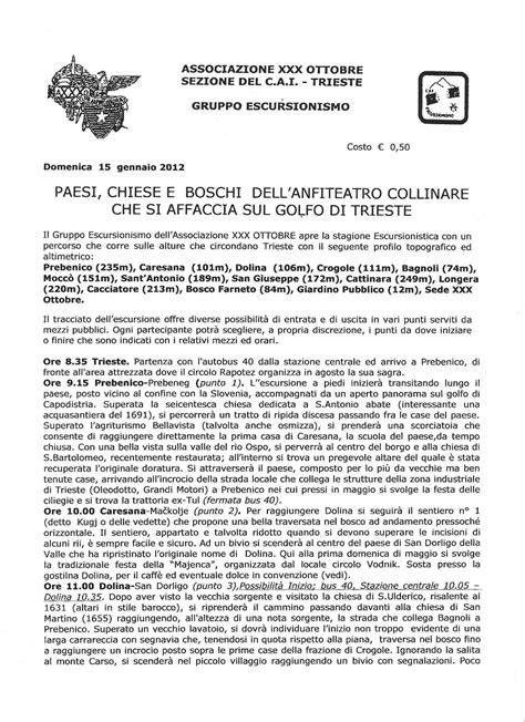Descrizioni Delle Escursioni Nei Dintorni Di Trieste Il Programma