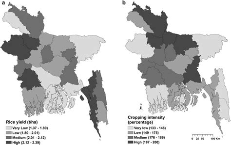 Rice Yield A And Cropping Intensity B In Bangladesh Averaged Over