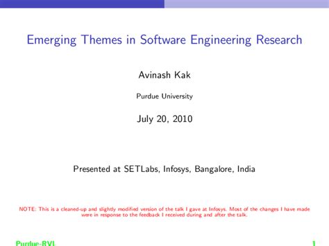 Emerging Themes In Software Engineering Research Lecture Notes