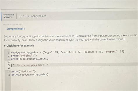 Solved CHALLENGEACTIVITY3 5 1 Dictionary Chegg