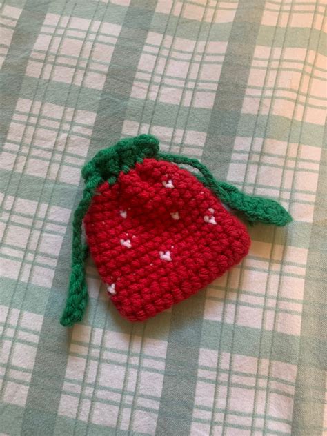 Crochet Strawberry Pouch Etsy Crochet Strawberry Diy Crochet