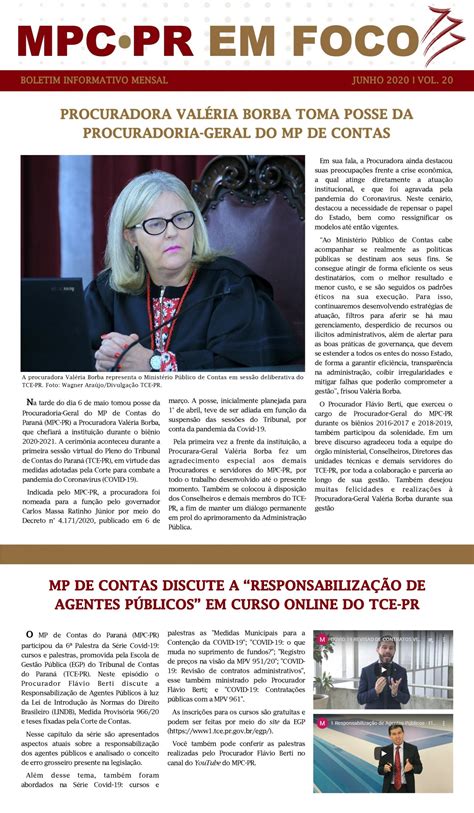 Boletim Informativo Mpc Pr Em Foco Junho2020 Ministério Público De