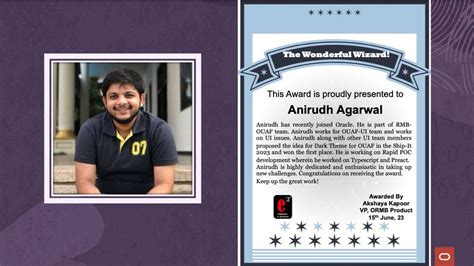 Anirudh Agarwal On Linkedin Oracle Grateful Awardsandrecognition