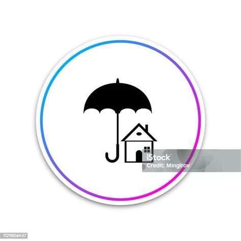 Maison Avec Icône Parapluie Isolé Sur Fond Blanc Symbole Dassurance De
