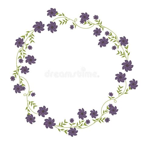 Ornamento Circular Del Marco Con Las Enredaderas Y Las Flores Violetas