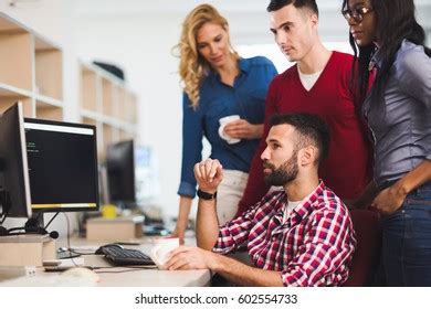 Programmer Working Software Developing Company Office Stock Photo