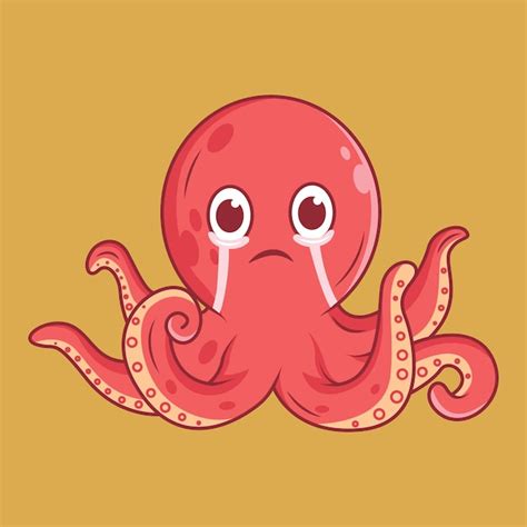 Premium Vector Cute Octopus Crying Cartoon Sticker Vector Illustration