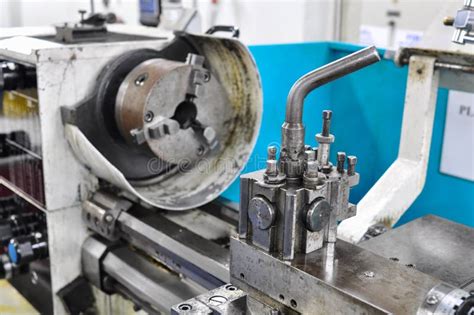 lathe machine in a workshop part of the lathe stock image image of