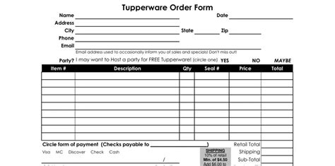 Tupperware Order Form ≡ Fill Out Printable Pdf Forms Online