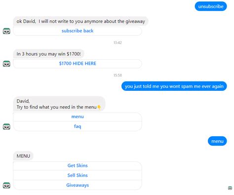 this bot keeps messaging you after you unsubscribed and has no option