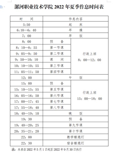 漯河职业技术学院关于2022年劳动节放假的通知及夏季作息时间表 艺术学院