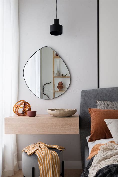 Modern Mirror Above Dressing Table In Bedroom Stock Photo Image Of Condo Seat