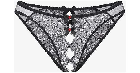 Agent Provocateur Lorna Panelled Lace And Mesh Briefs In Grey Lyst Uk
