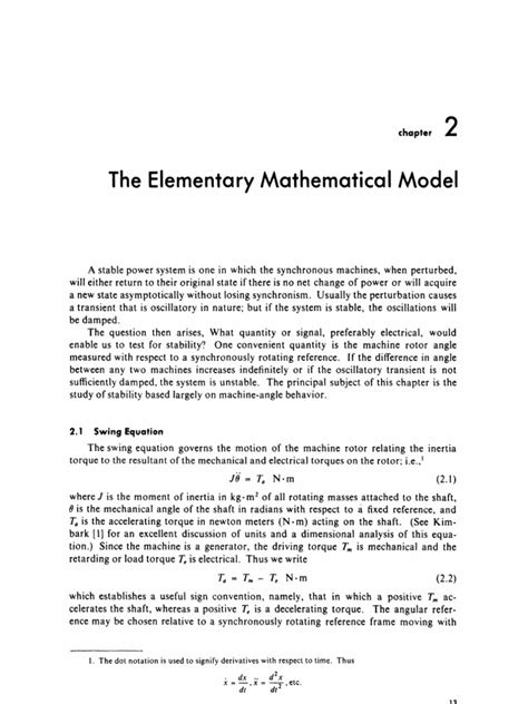 the elementary mathematical model for synchronous machines pdf