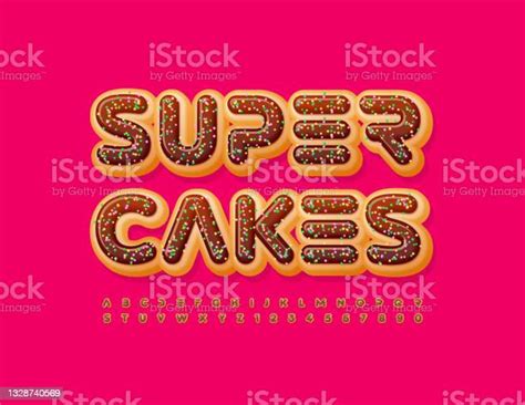 벡터 품질 기호 슈퍼 케이크 초콜릿 유약 알파벳 문자 및 숫자 세트 광고에 대한 스톡 벡터 아트 및 기타 이미지 광고