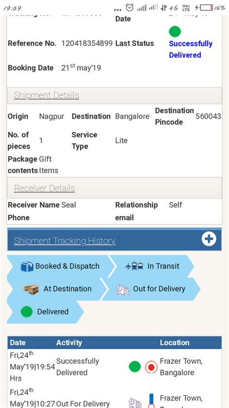 Dtdc Courier And Cargo — Consignment Number V53898899