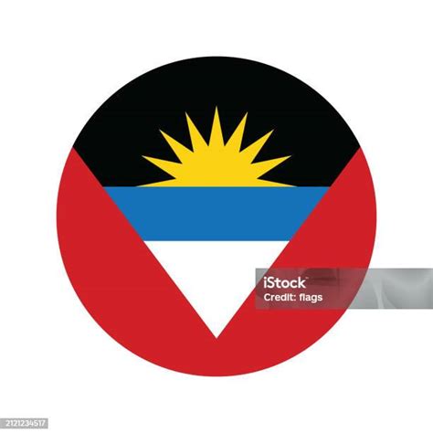 앤티가바부다 국기 플래그 아이콘입니다 표준 색상 원 아이콘 플래그입니다 3d 일러스트레이션입니다 컴퓨터 일러스트레이션 디지털 일러스트레이션 벡터 일러스트 레이 션입니다