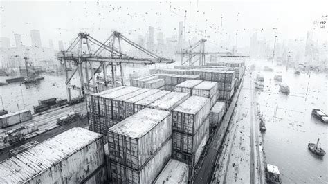 High Tech Shipping Port With Cargo Containers And Cranes Stock Illustration Illustration Of
