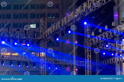 Multiple Spotlights On A Theatre Stage Lighting Rig Stock Image Image