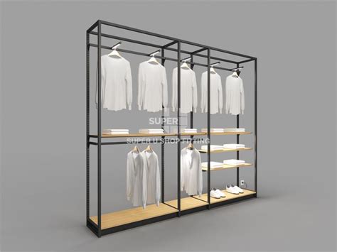 Retail Wall Clothing Display Rack System Metal Boutique Display Shelf