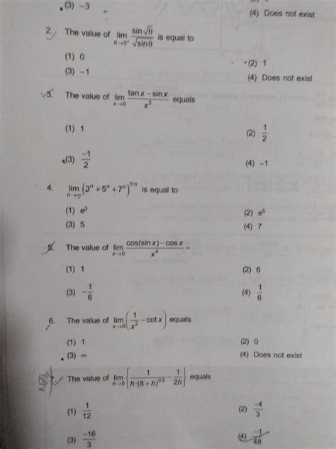 Evaluation Of Limits Questions For Jee Pdf Download