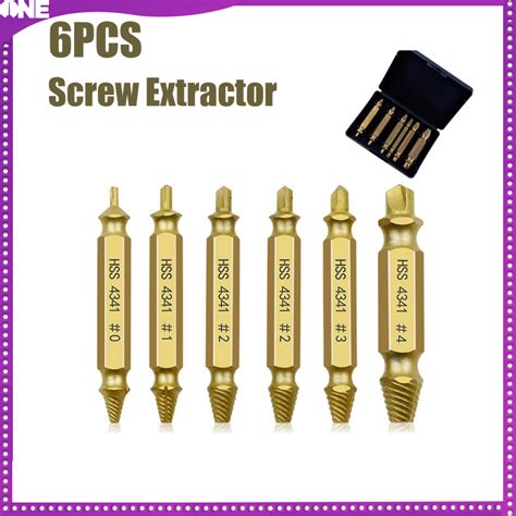 Fjone 6pcs Damaged Screw Extractor Drill Bit Set For Broken Screw