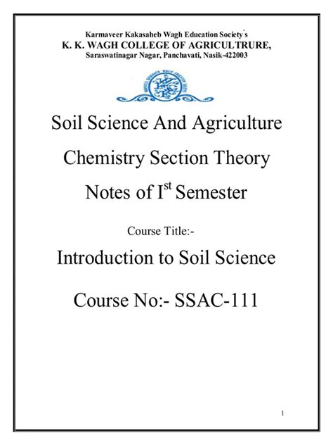 TYPED NOTES 17 SOIL SCIENCE INTRODUCTORY SOIL SCIENCE Pdf A4agriculture