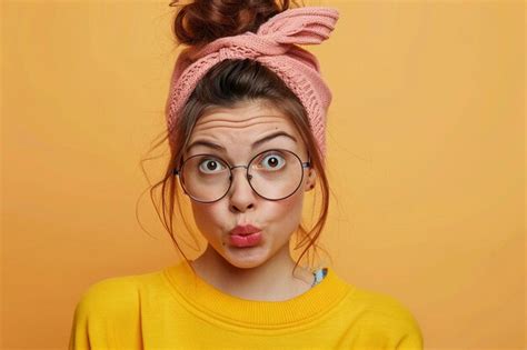 Premium Photo Wacky Female Blogger Wearing Glasses Looking At Camera