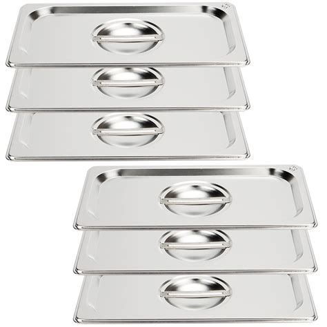 Kohand 6 Pack 13 Size Stainless Steel Steam Table Pan Lid Hotel Pan