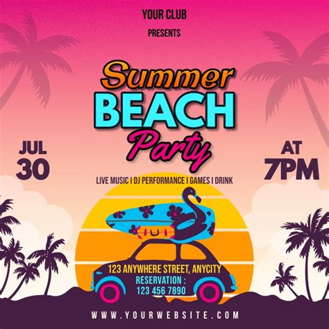 Summer Beach Party Poster Template Postermywall