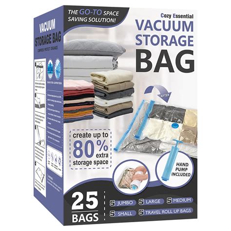 25 Pack Vacuum Storage Bags Space Saver Vacuum Storage Bags Vacuum