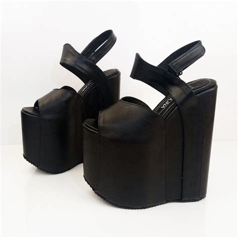 Designer Black High Heel Wedge Platform Shoes High Heel Wedges Black