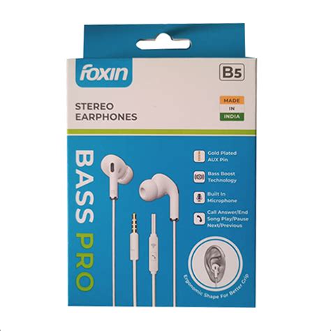 Bass Pro Stereo Earphones Plastic Body Variegated Sizes White Color