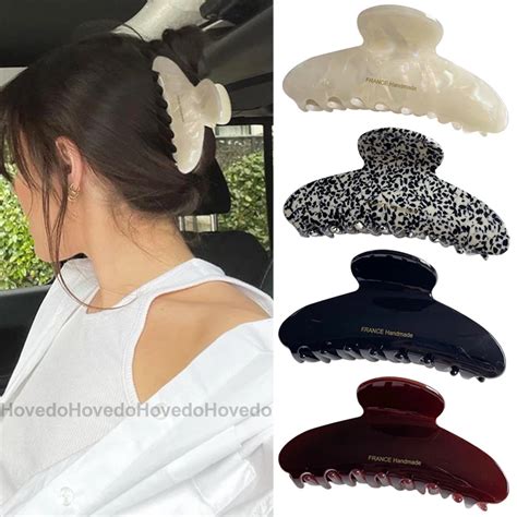 2023 대형 포니 테일 상어 헤어 클립 여성용 클로 클립 두꺼운 헤어 아세테이트 헤어 클로 클립 바레트 헤어 액세서리 Aliexpress