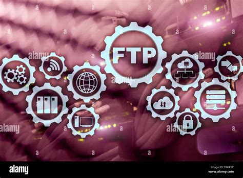 Ftp File Transfer Protocol Network Transfer Data To Server On Supercomputer Background Stock