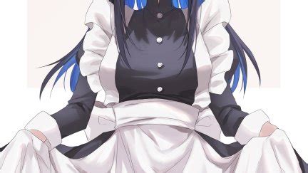 Blue Eyes Lifting Dress Blue Archive Anime Girls Maid Maid Outfit