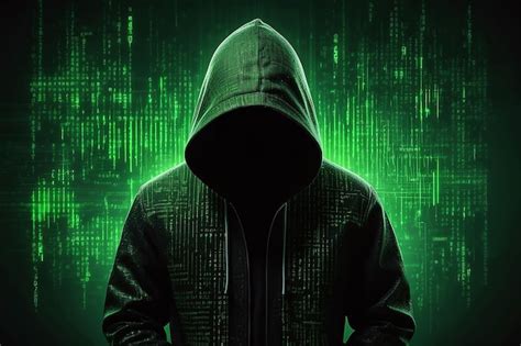 Premium Photo Silhouette Of A Hacker In A Hood With Binary Code On A
