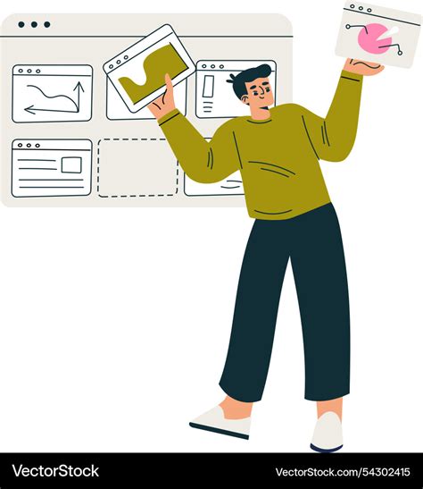 Productive Workflow With Man With Window Screen Vector Image