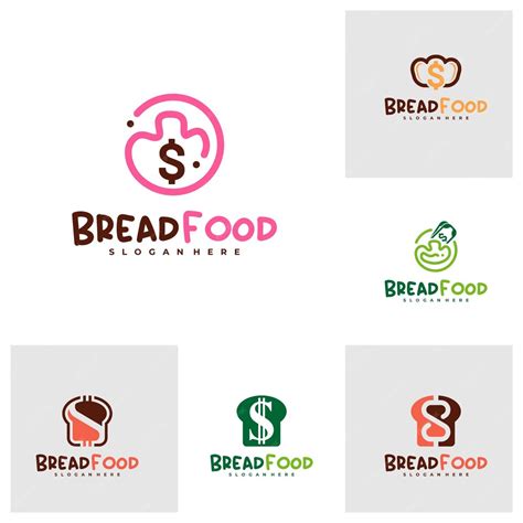 Conjunto De Modelos Vectoriales De Dinero Con Logotipo De Pan Conceptos