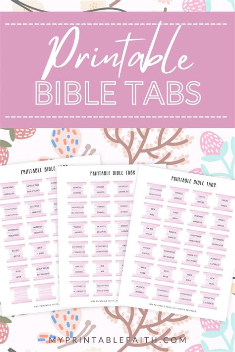 Bible Tab Placement Guide Printable