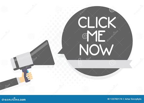 Word Writing Text Click Me Now Business Concept For Internet Helping Desk Press The Button