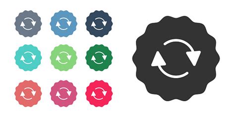 黒のリサイクルシンボルアイコンは白い背景に隔離されています円形の矢印アイコン環境リサイクル可能な緑に行くカラフルなアイコンを設定しますベクトル