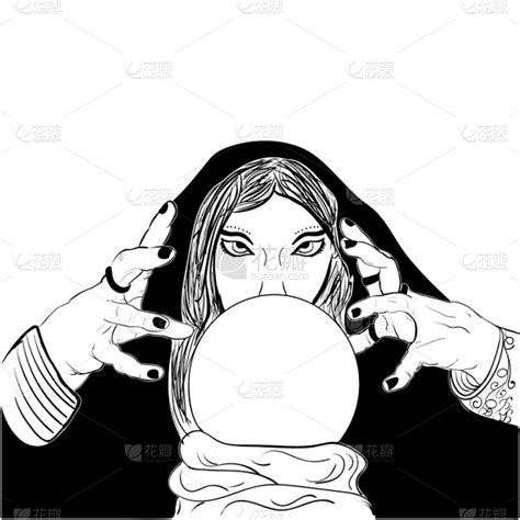 不完全的 女人 算命先生 水晶球 秘密 图像 预言家 预测 装饰