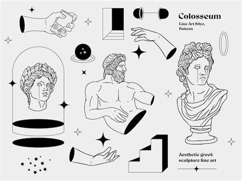 Dessin Au Trait De Sculpture Grecque Esthétique Vecteur Premium