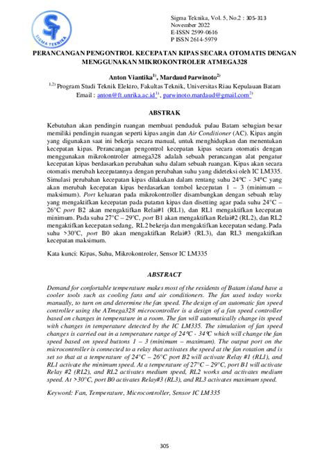 Pdf Perancangan Pengontrol Kecepatan Kipas Secara Otomatis Dengan Menggunakan Mikrokontroler