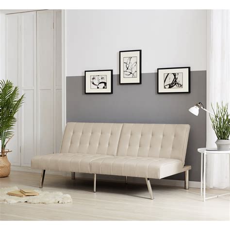 Tufted Split Back Futon Sofa By Naomi Home Color Cream Material Linen Size Split Back
