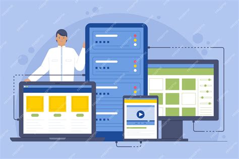 Premium Vector Flat Design Website Hosting Illustration