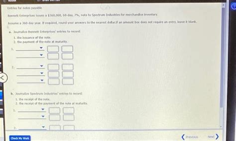 Solved Entries For Notes Payable Bennett Enterprises