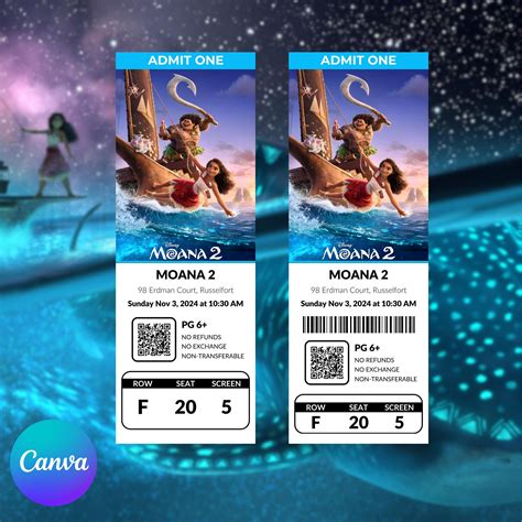 Moana 2 Movie Ticket Moana Ticket Moana 2 Ticket Moana 2 Ticket Theater Moana Ticket